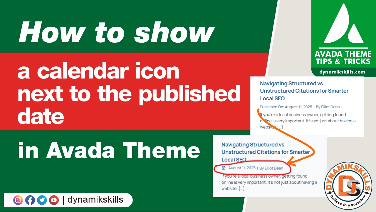 How to show a calendar icon next to the published date in Avada (no ...